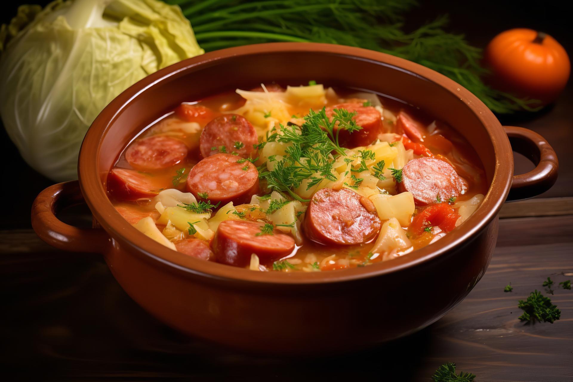 Receita de Sopa de repolho com linguiça - Comida e Receitas
